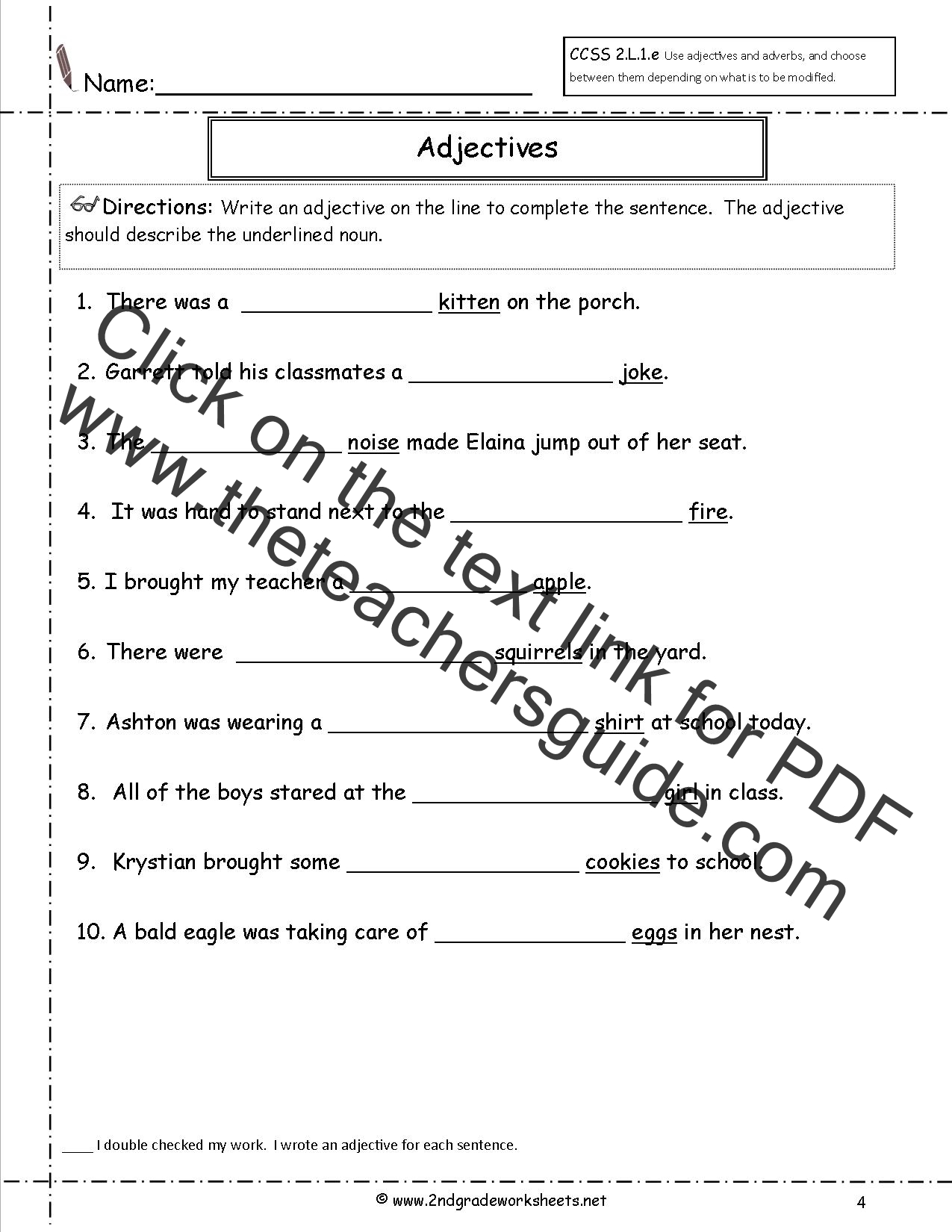 Free Using Adjectives and Adverbs Worksheets