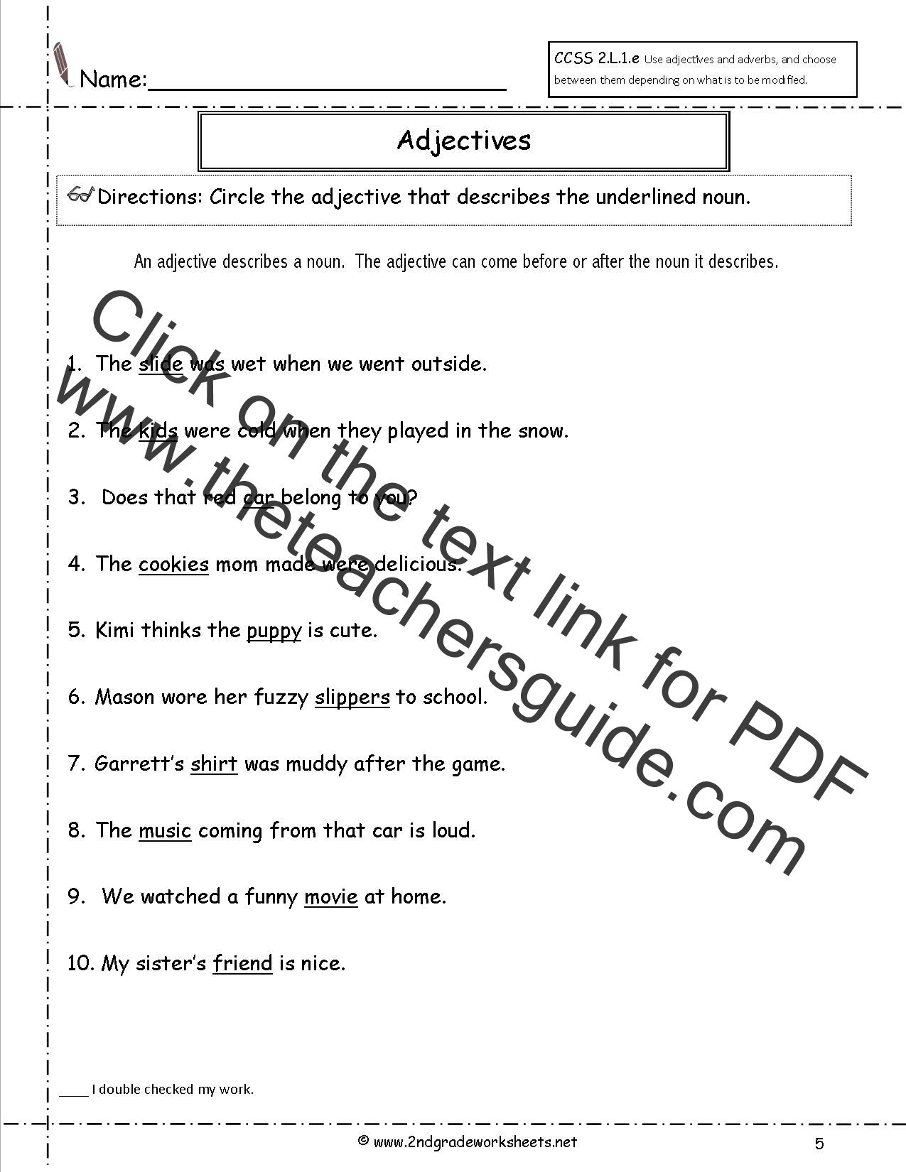 Free Using Adjectives and Adverbs Worksheets