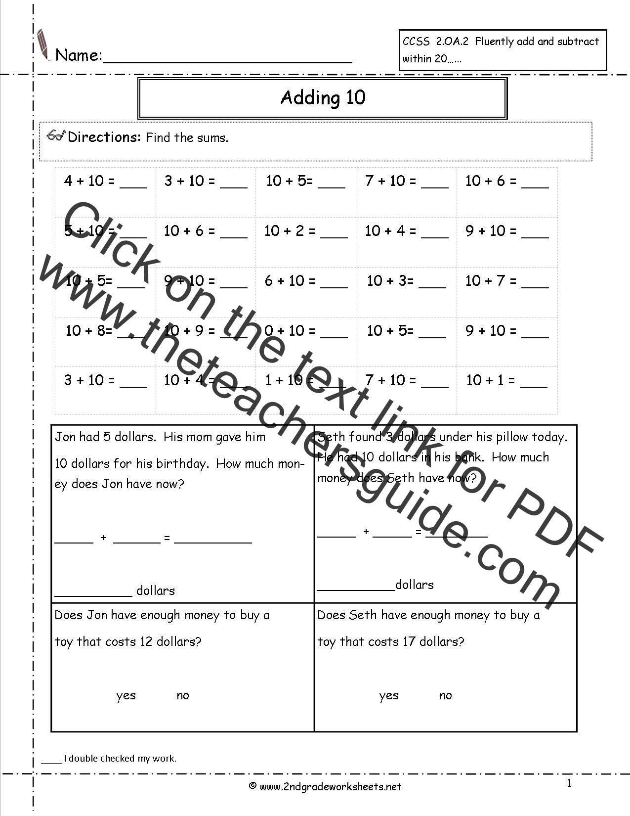 Free Single Digit Addition Worksheets