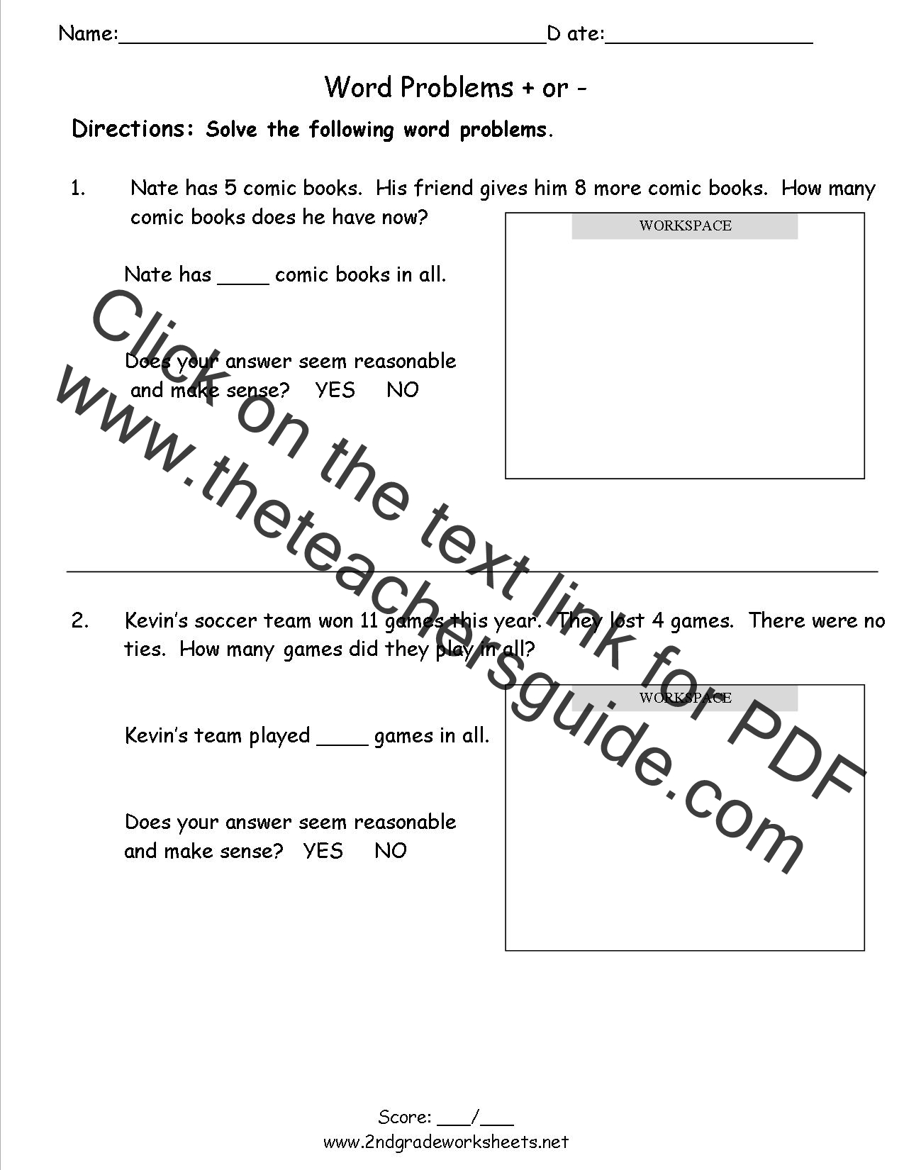 Word Problems Worksheets